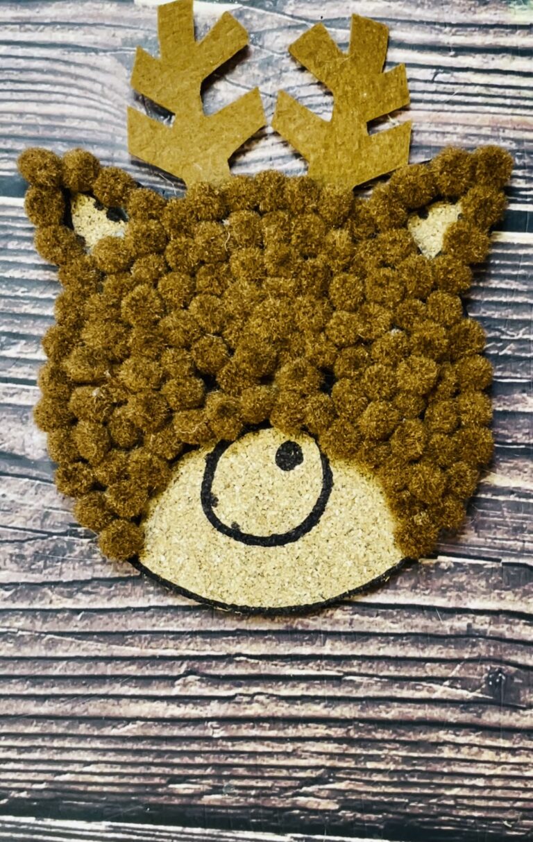Adorable DIY Rudolph Pom Pom Coaster - The Mummy Front
