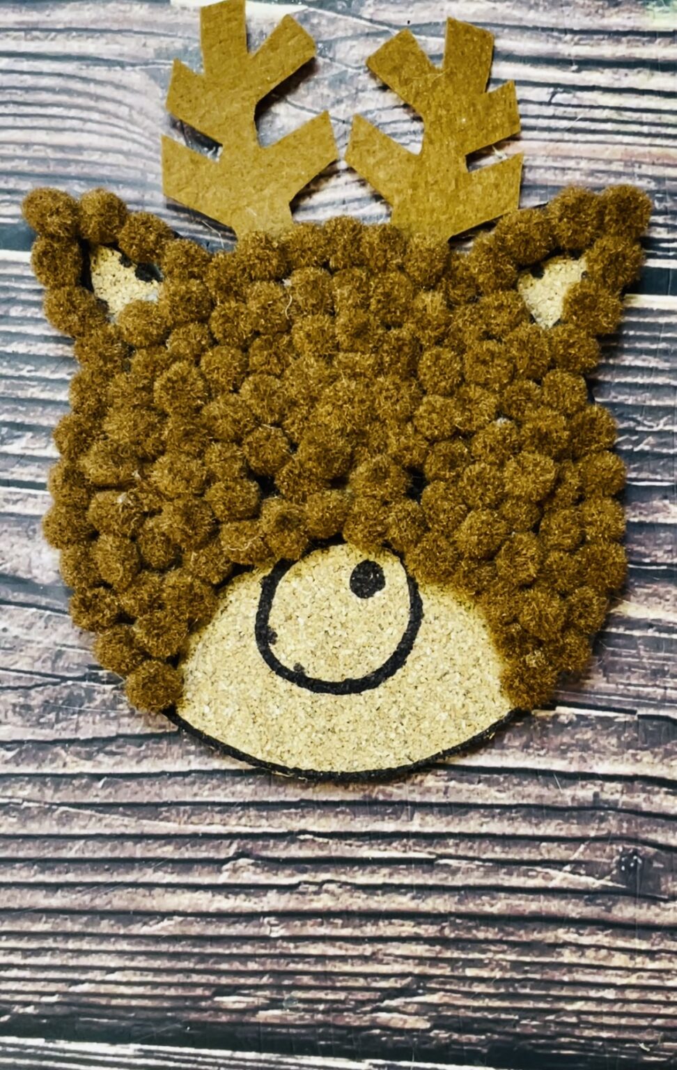 Adorable DIY Rudolph Pom Pom Coaster - The Mummy Front