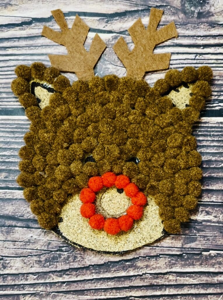 Adorable DIY Rudolph Pom Pom Coaster - The Mummy Front