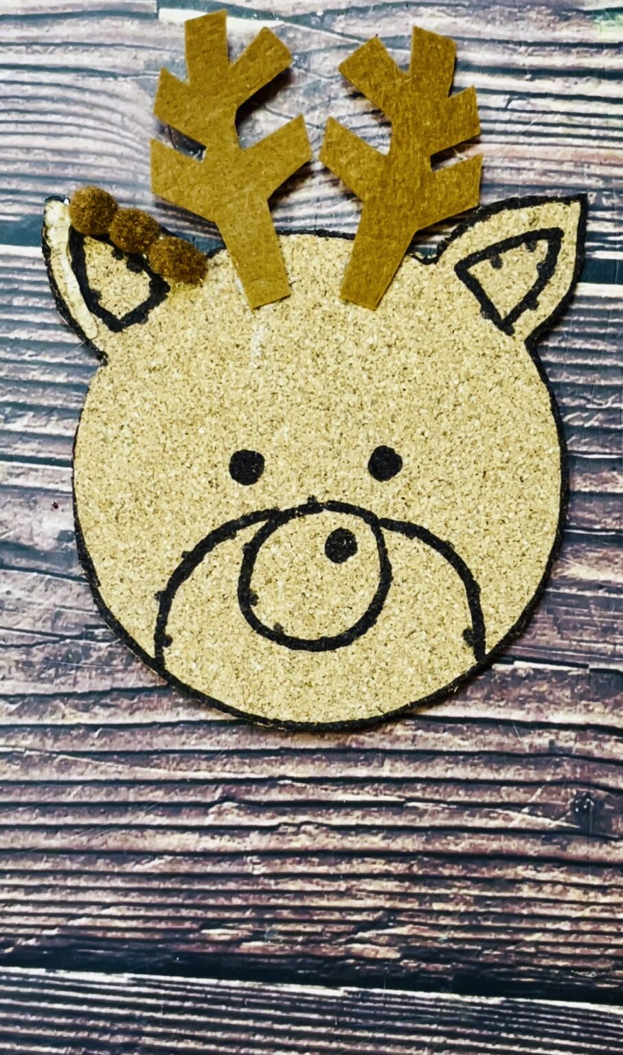 Adorable DIY Rudolph Pom Pom Coaster - The Mummy Front