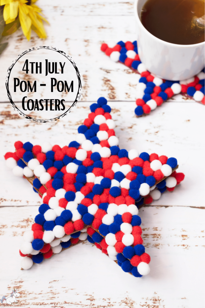 Easy DIY 4th of July Pom Pom Coasters - The Mummy Front